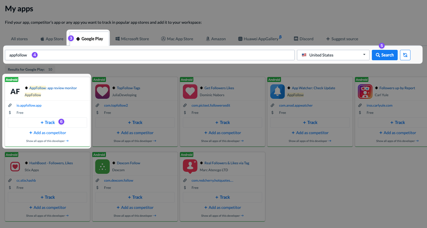 Add Apps to Your Workspace – AppFollow