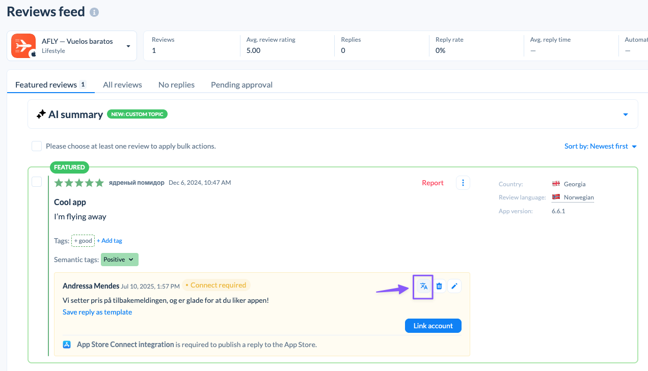 Publish and Edit Replies to Reviews on Reviews Feed page – AppFollow